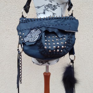 Metalhead Rock Bag Made of Dark Navy Blue Italian Natural Leather - Etsy