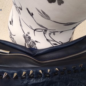 Metalhead Rock Bag Made of Dark Navy Blue Italian Natural Leather - Etsy