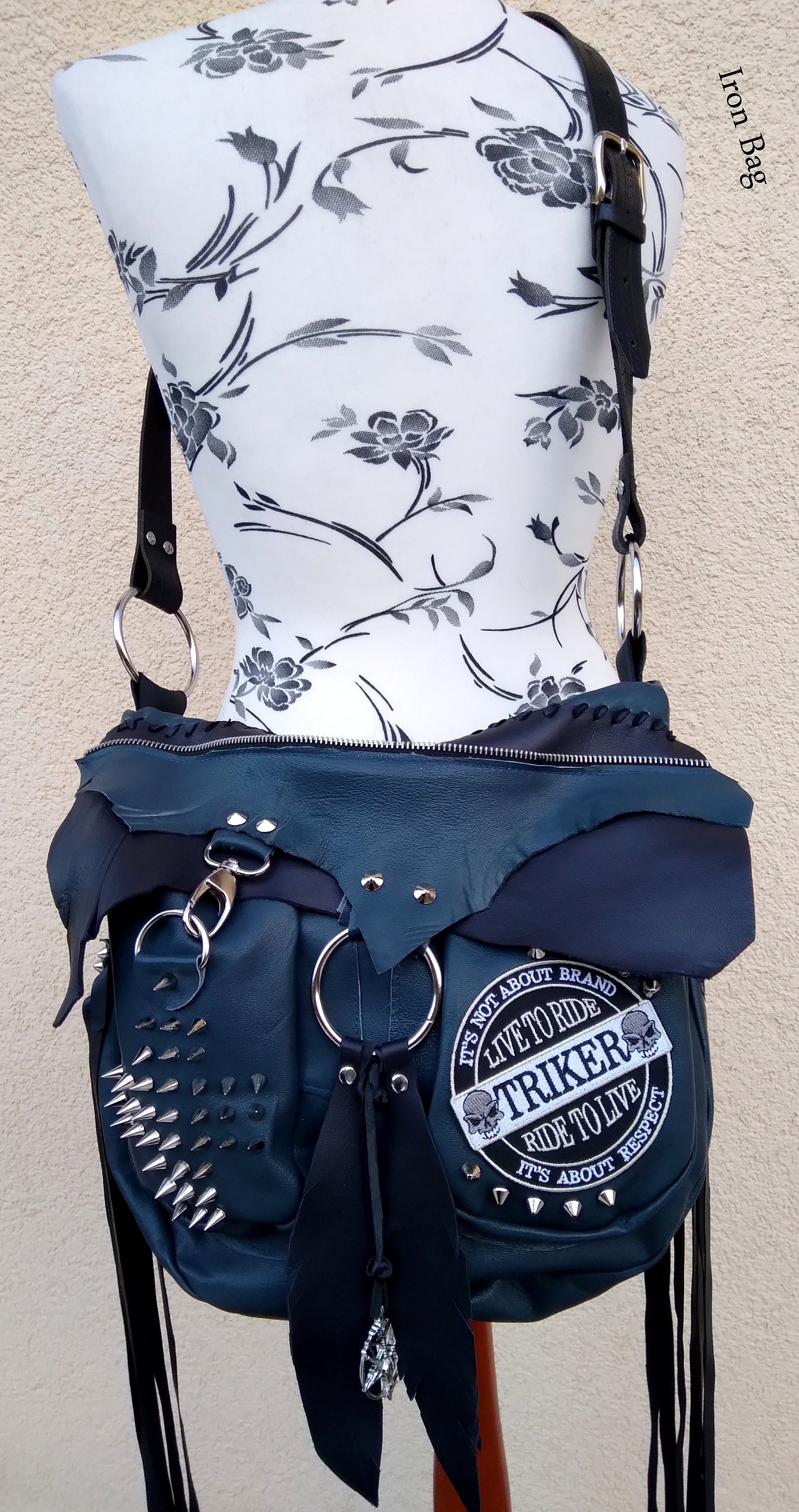 Handbag is Hand-made Tribal Goat Skull Pentagram Distressed Iron Bag ...