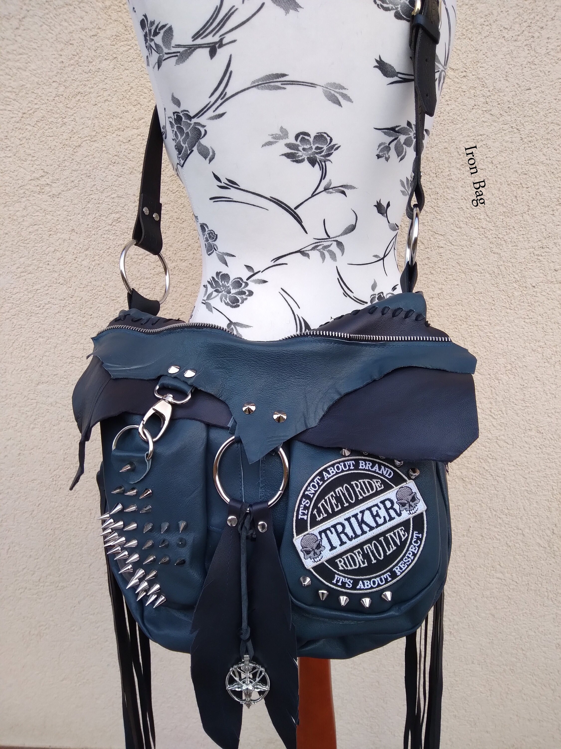 Handbag is Hand-made Tribal Goat Skull Pentagram Distressed Iron Bag ...