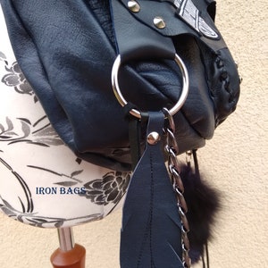 Metalhead Rock Bag Made of Dark Navy Blue Italian Natural Leather - Etsy