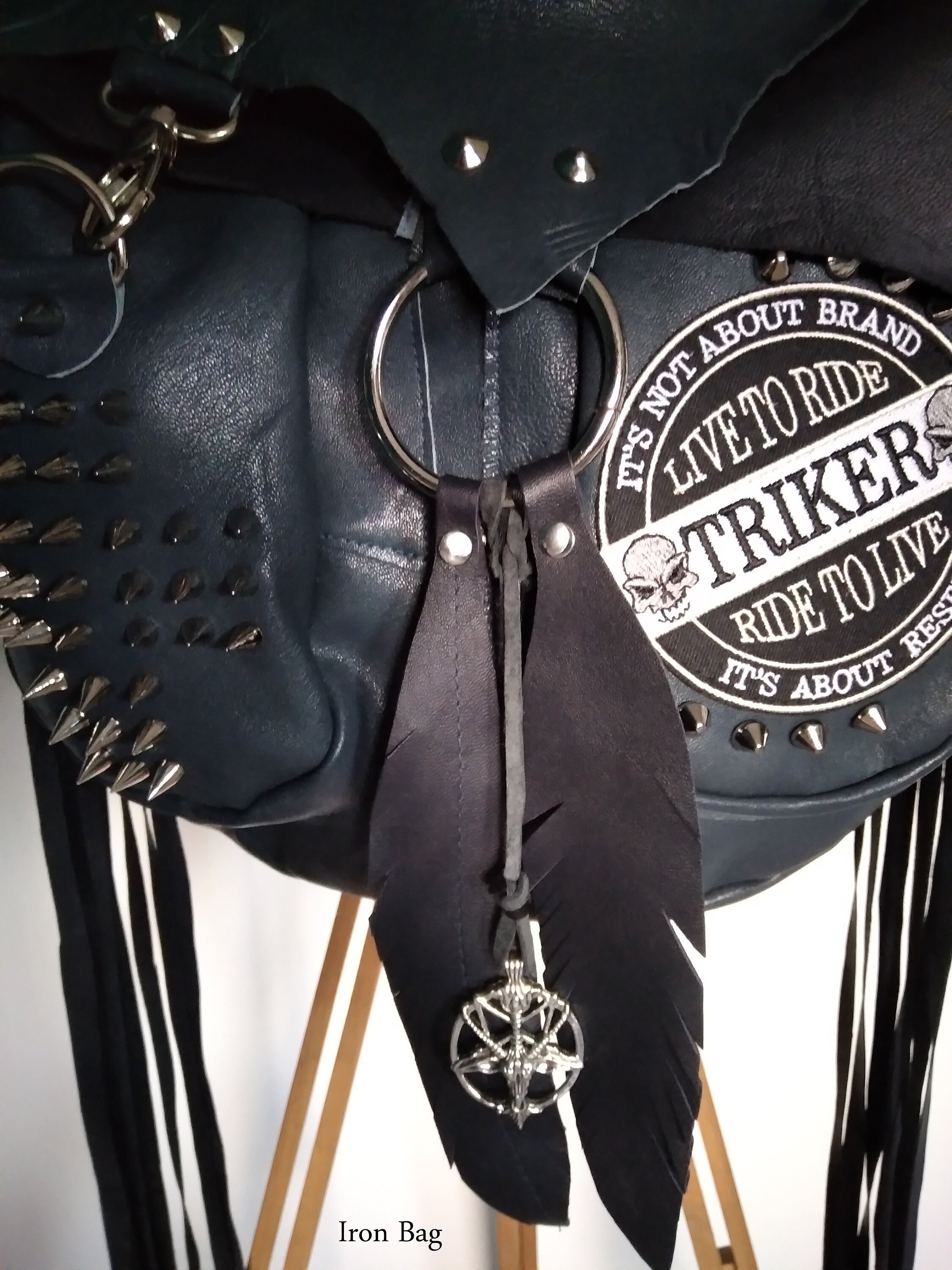Handbag is Hand-made Tribal Goat Skull Pentagram Distressed Iron Bag ...