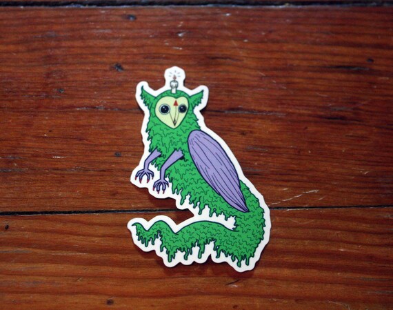Alien Owl Vinyl Art Sticker Cool Stickers for Laptop or - Etsy