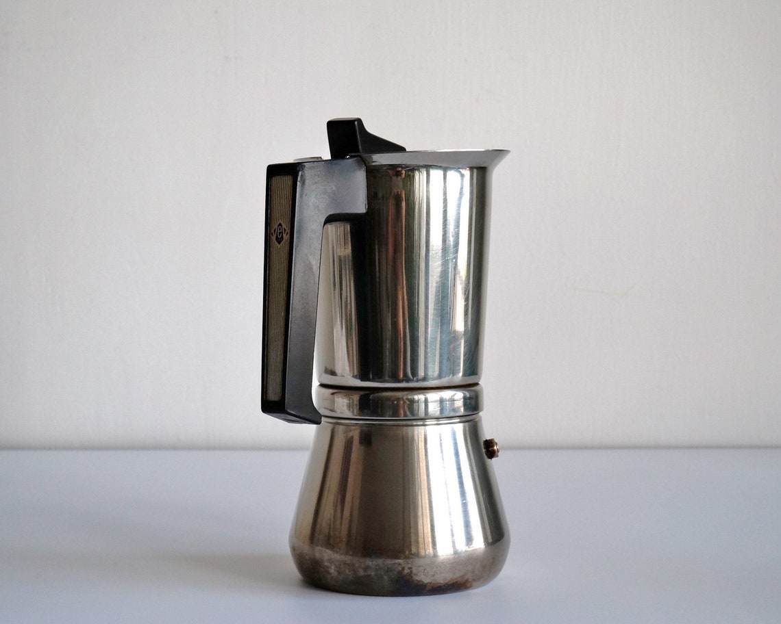 Caffettiera in acciaio vintage VEV Vespress manico nero 6 | Etsy Italia