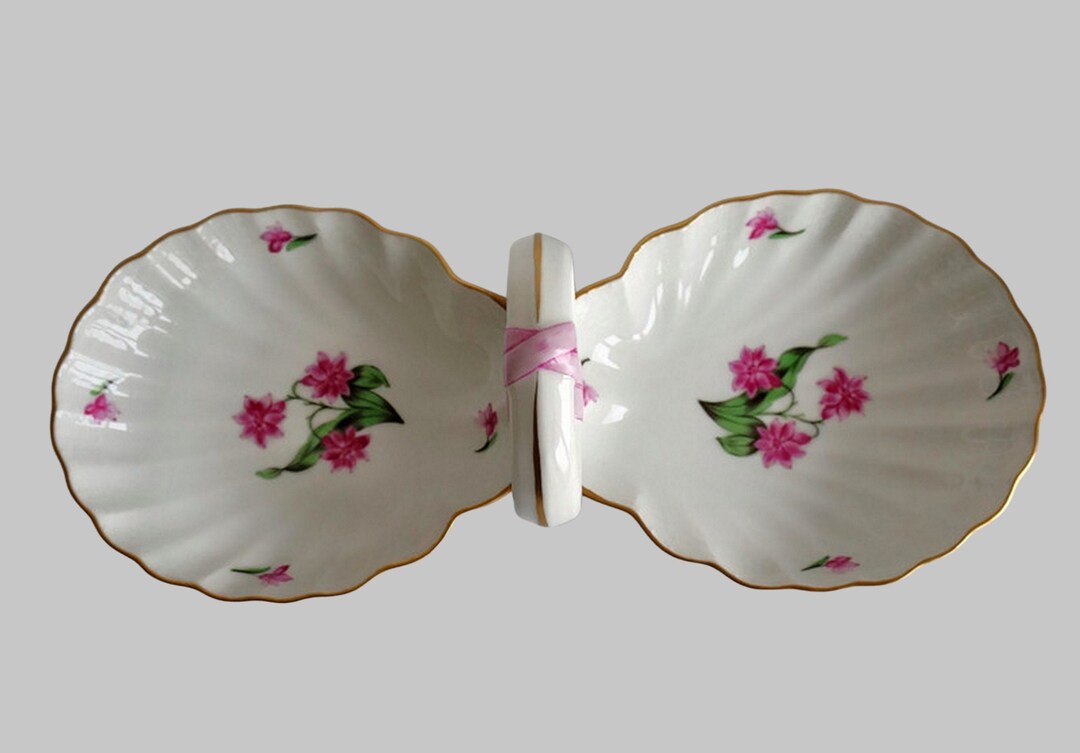 HEREND Porcelain Double Shell Dish With Handle - Etsy
