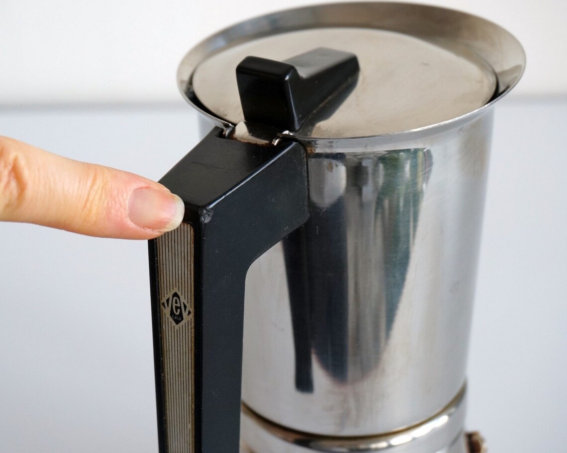 Caffettiera in acciaio vintage VEV Vespress manico nero 6 | Etsy Italia