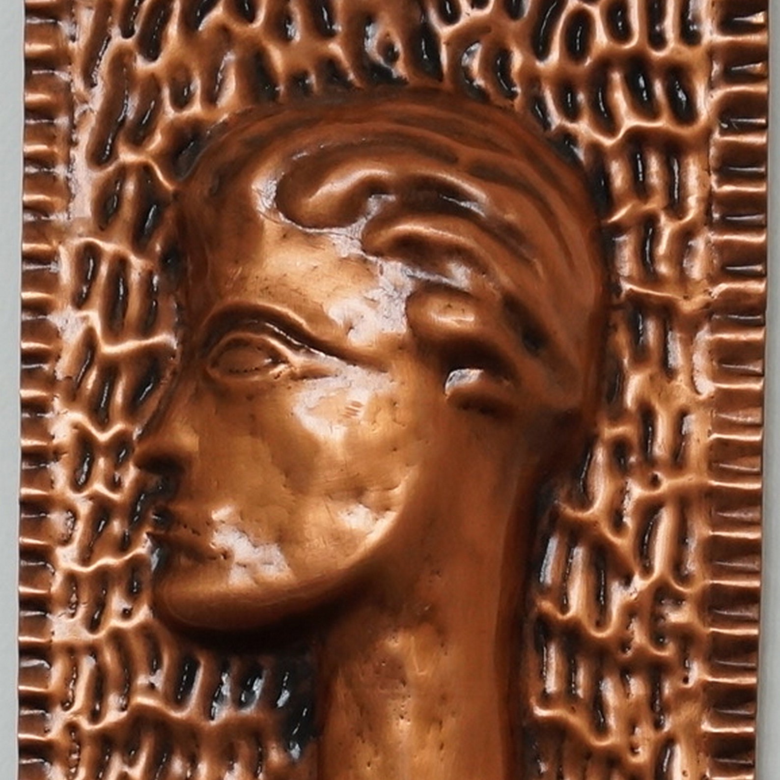 Embossed Copper Bas Relief Hanging Plaque Male Portrait | Etsy