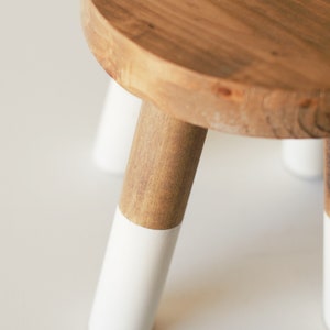 4 Legged Dipped Leg Wooden Stools Farmhouse Step Stool 10" White & Wood ...