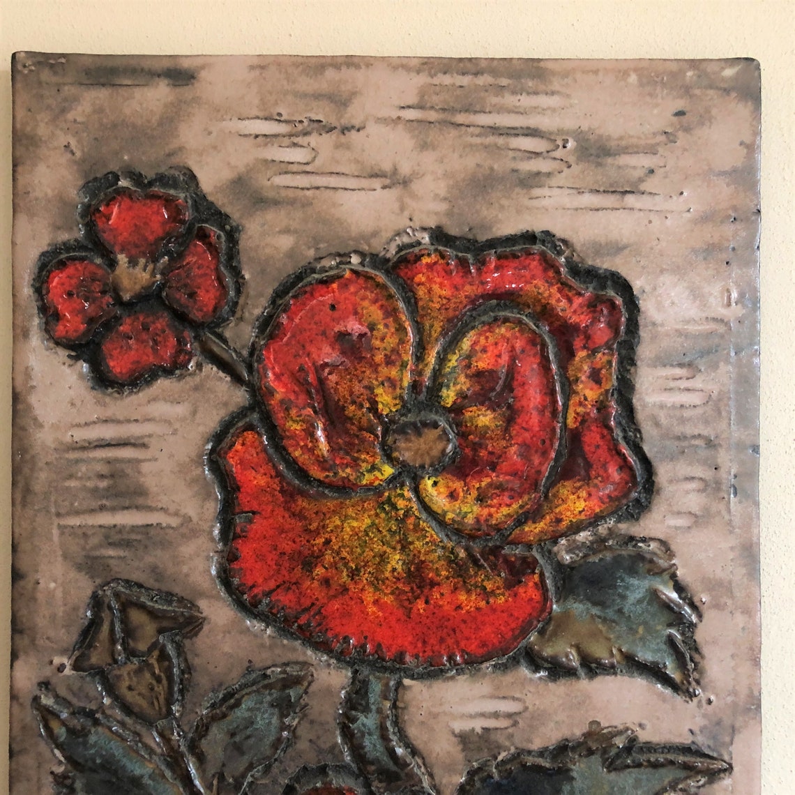 Ruscha Roses Ceramic Wall Plaque, Vintage 1970s West Germany Deco - Etsy