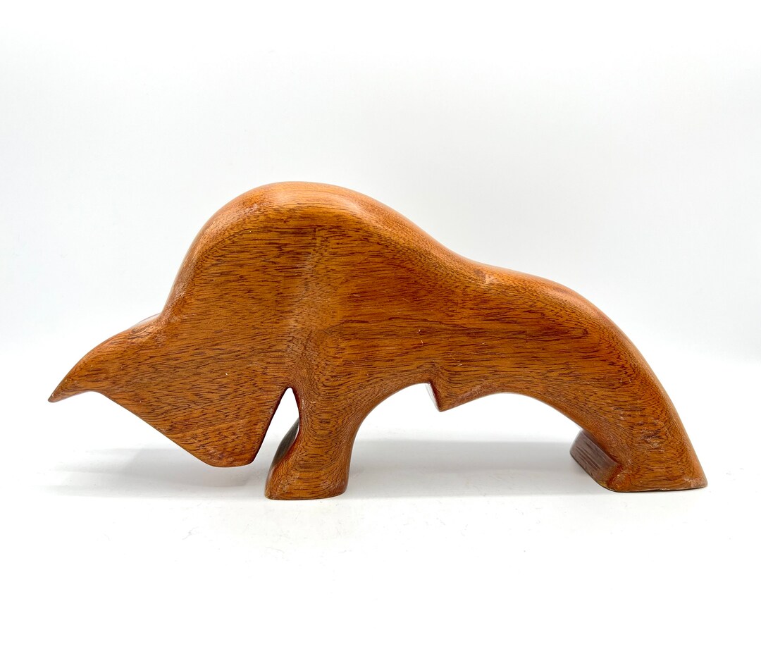 Beautiful Teak Wood Bull 1960s. - Etsy