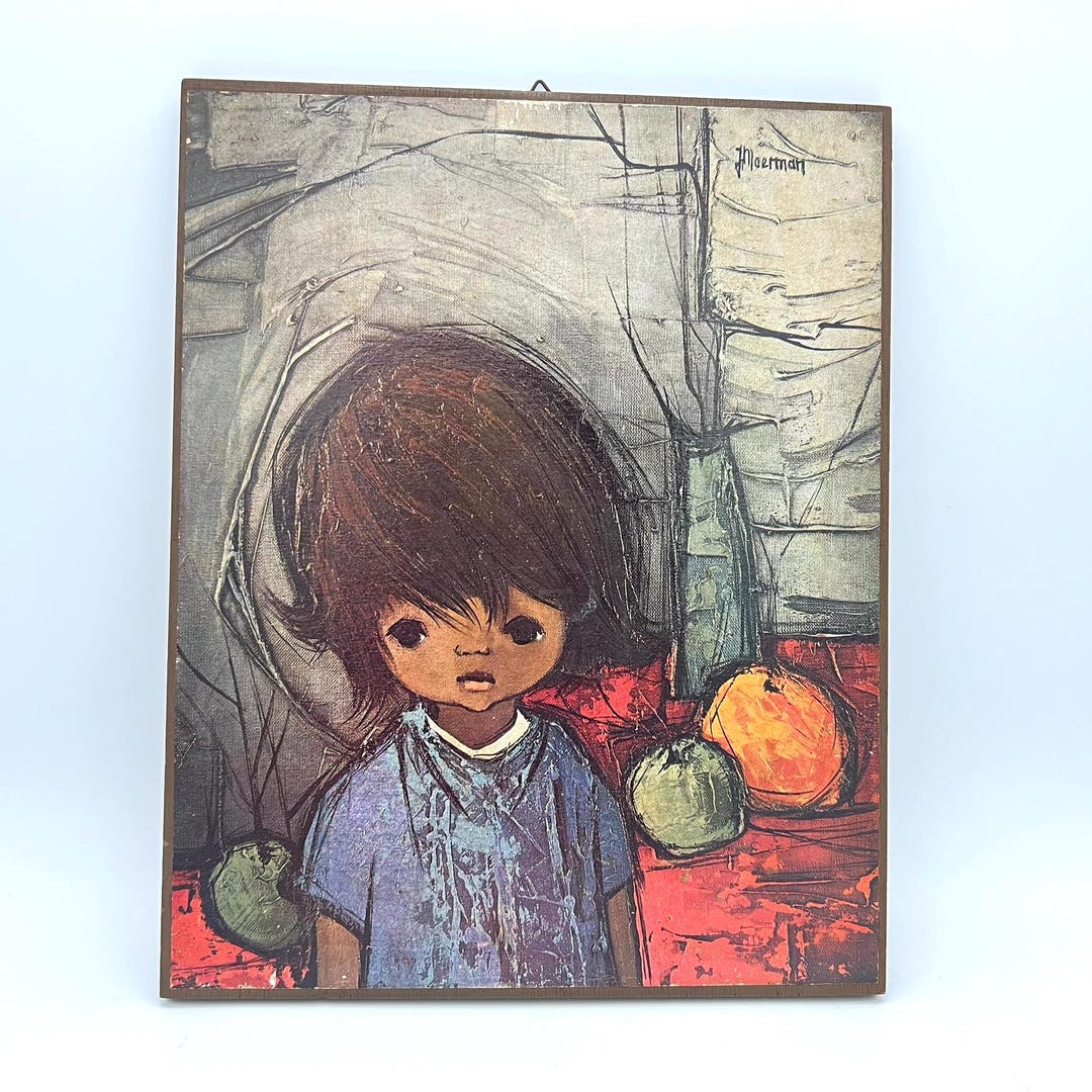 Jaklien Moerman Girl Wood Wall Art, Belgian 1960s-70s Decor - Etsy