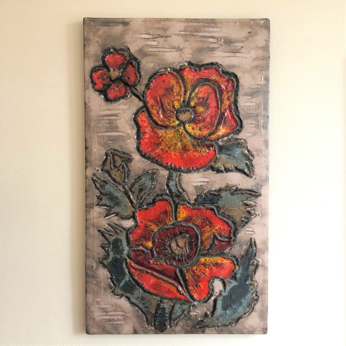 Ruscha Roses Ceramic Wall Plaque, Vintage 1970s West Germany Deco - Etsy