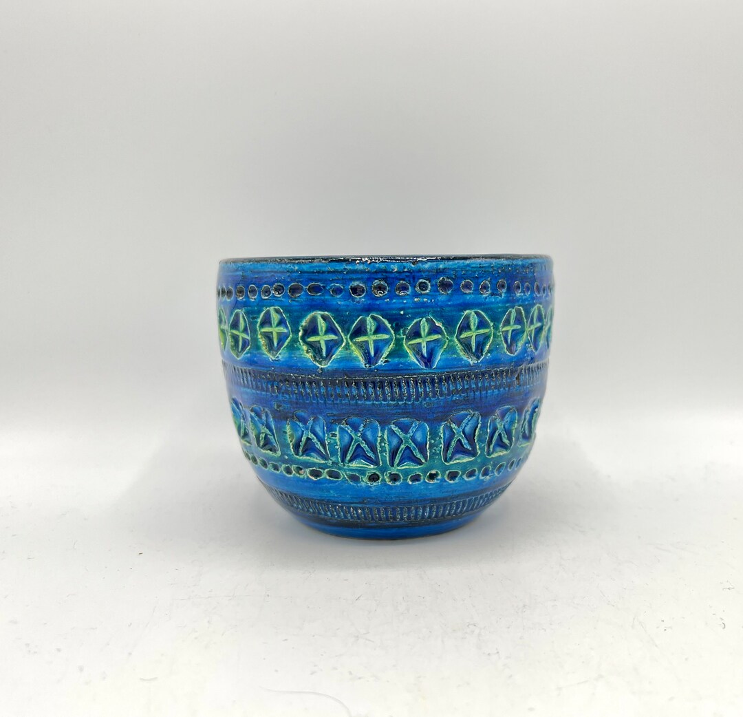 Bitossi , Rimini Blue Small Planter by Designer Aldo Londi Aqua Blue ...