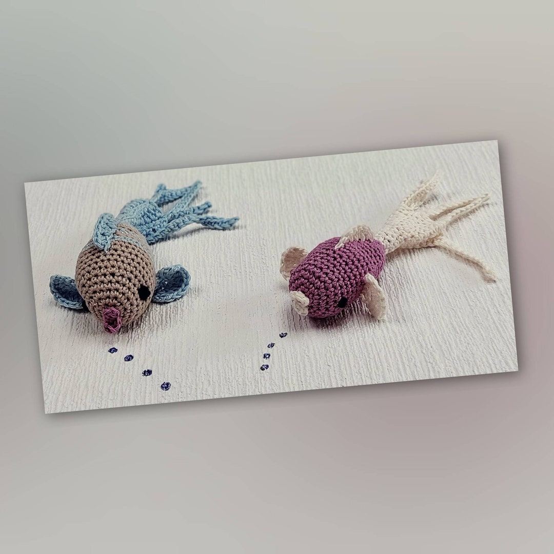 Cat Toy: Crocheted Fish With Long Veil Tail and Catnipp and a Rinkle ...