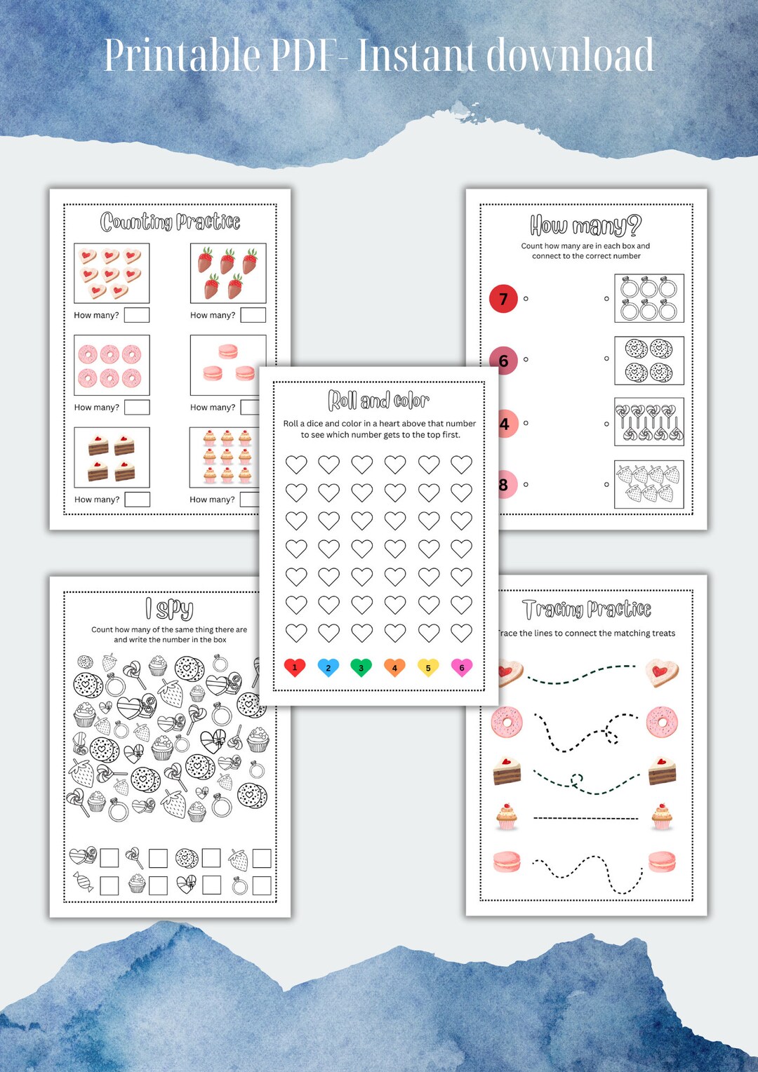 Valentines Printable, Valentines Activity Bundle, Valentines Coloring ...