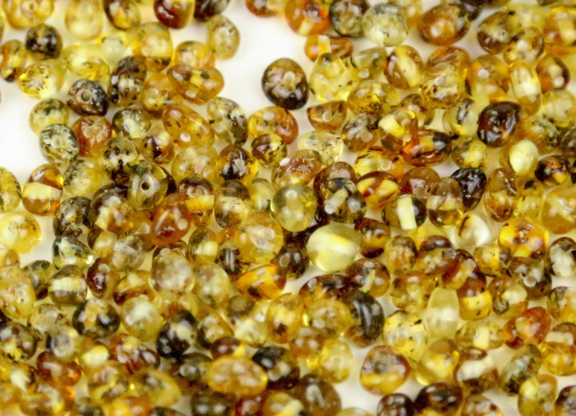 Genuine Natural Very Rare Green Polish Baltic Amber Small Beads With ...
