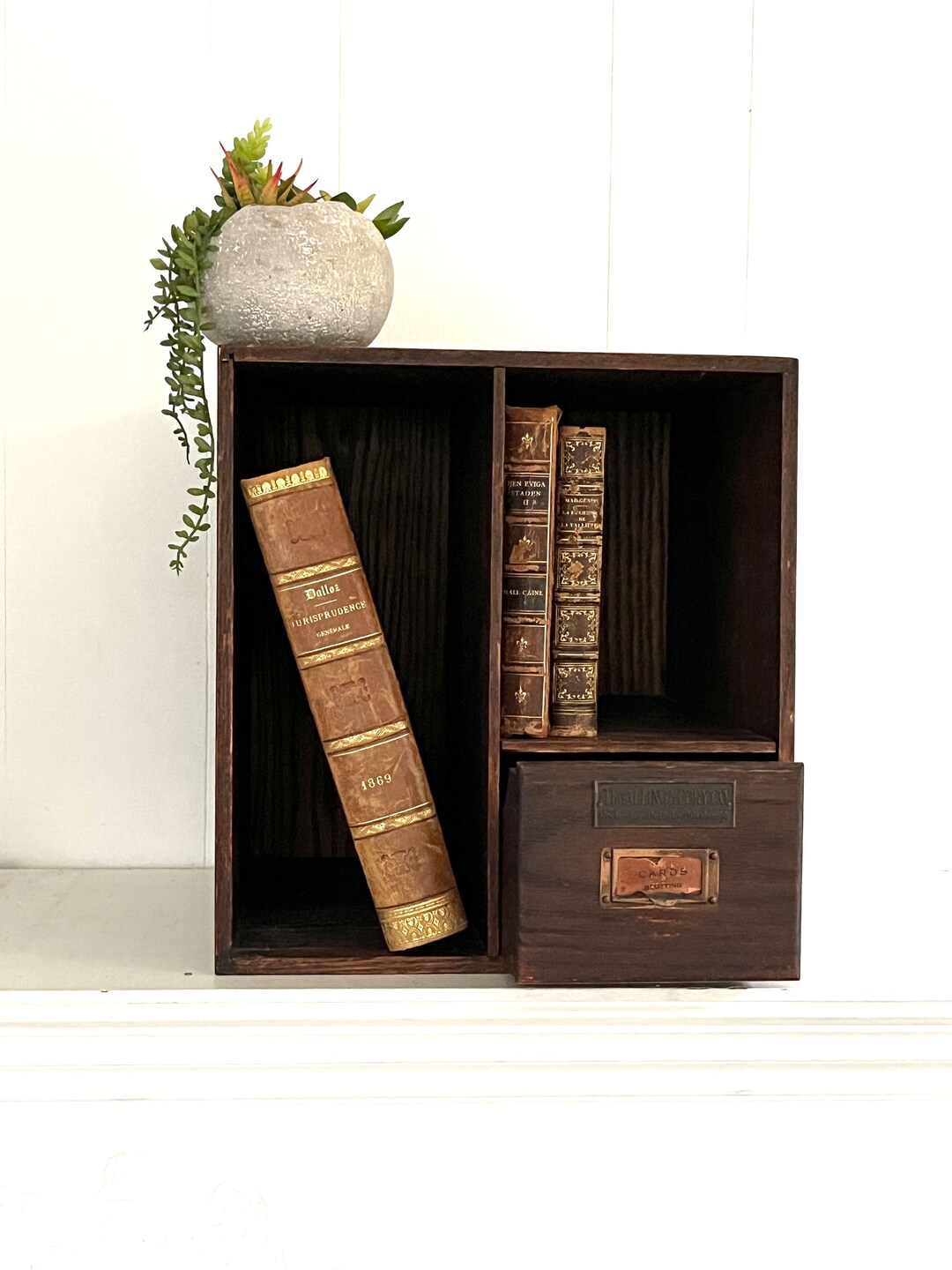 Vintage Wooden Storage Box | Vintage File Desk Organizer, Alling & Cory ...