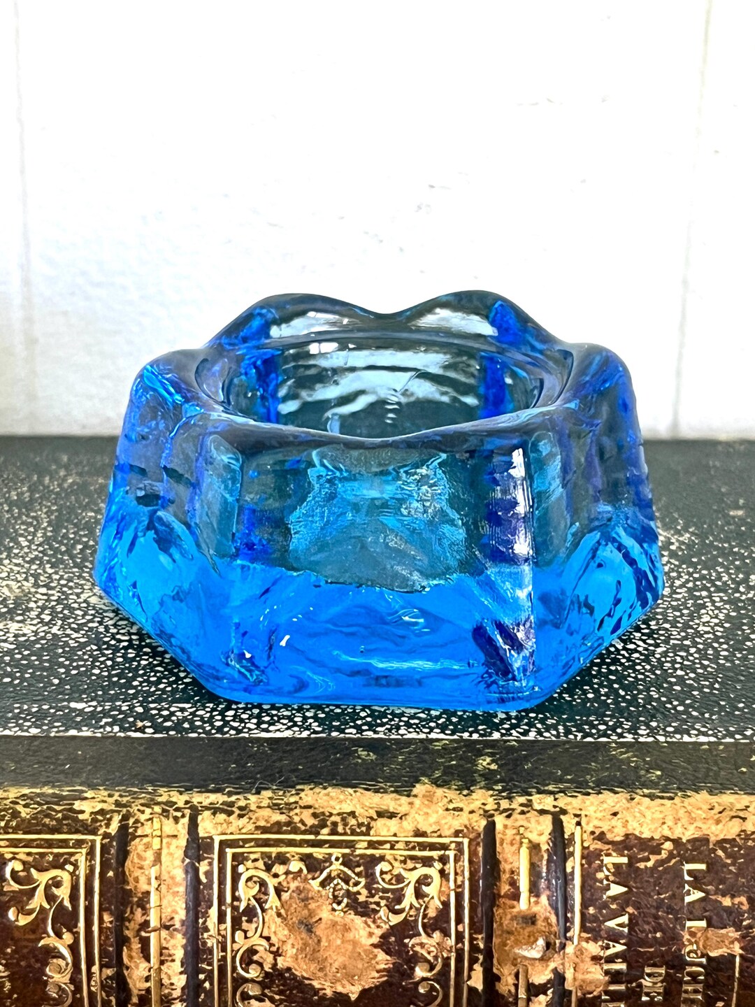 Vintage Salt Dish, Blue Pressed Glass | Blue Glass Ring Dish | Blue ...