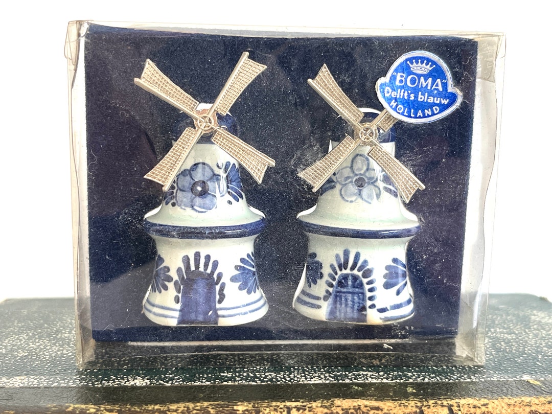 Blue Delft Windmills Salt and Pepper Shakers - Etsy