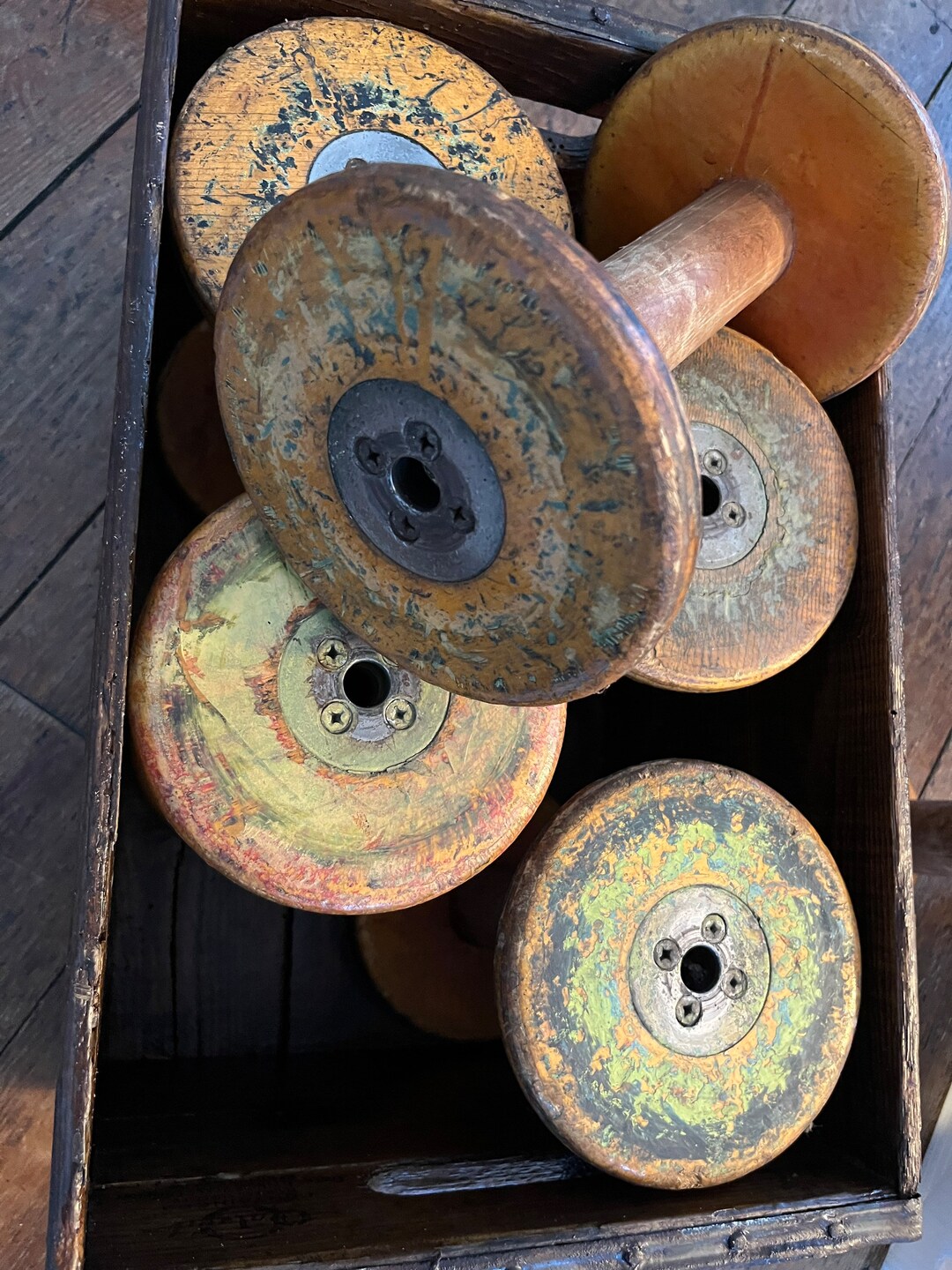 Large Antique Wooden Spool | Textile Factory Spool - Etsy