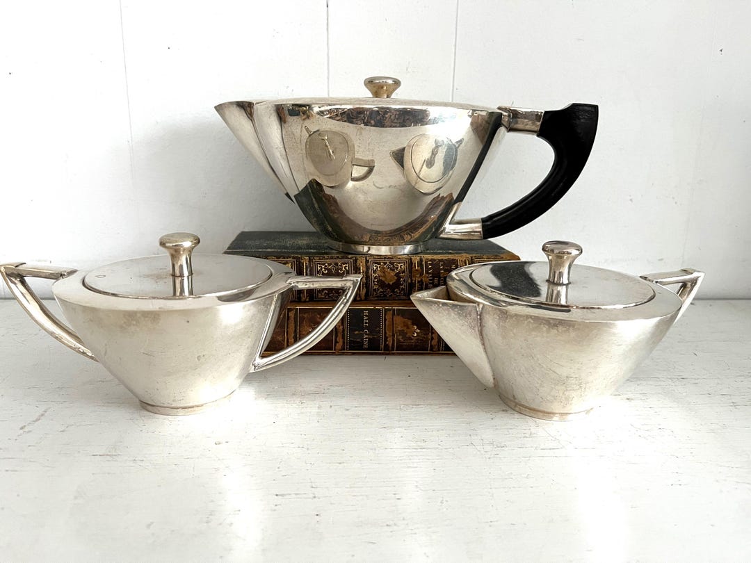 Art Deco Tea Set, Three Pieces, Tea Pot, Sugar and Creamer | Mid ...