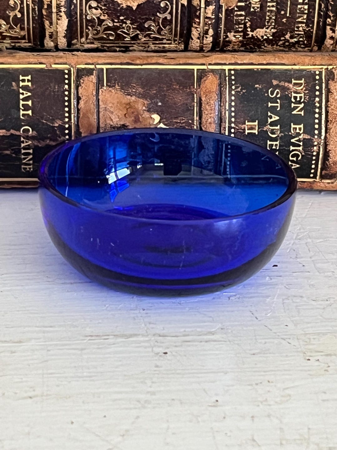 Vintage Salt Dish, Cobalt Blue Glass | Cobalt Blue Glass Ring Dish ...