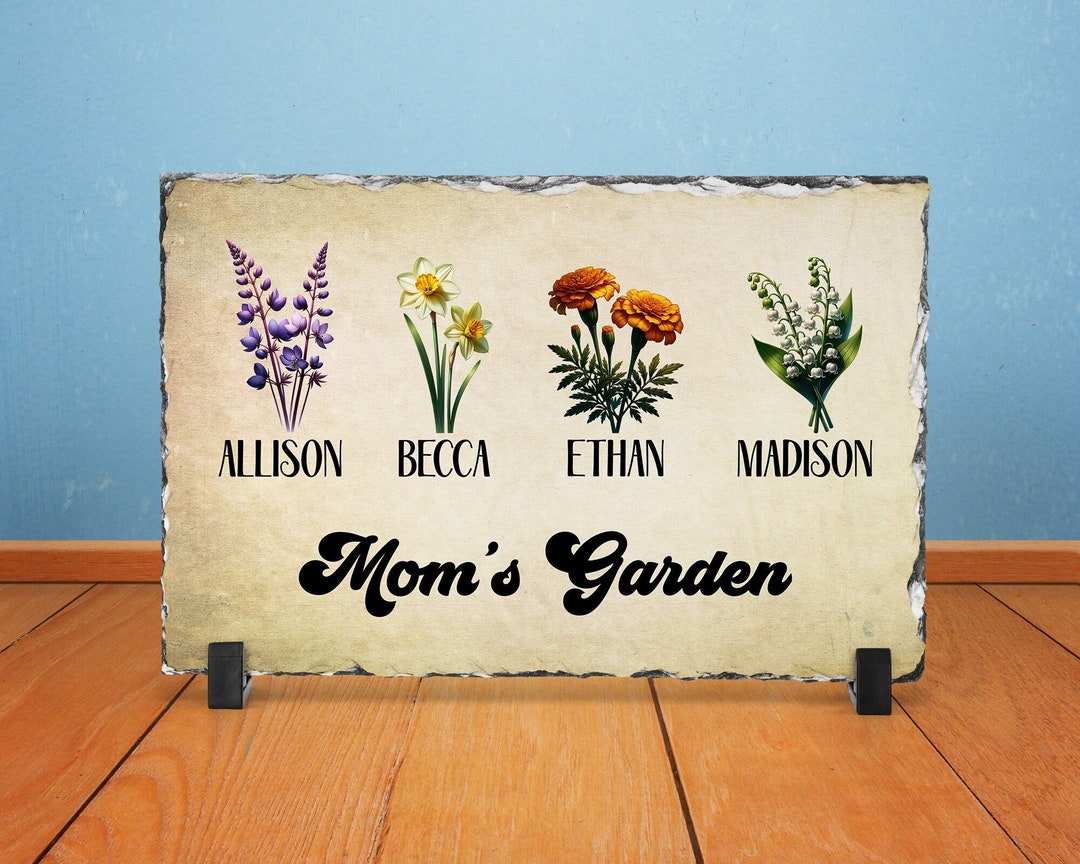 Birth Month Flower Slate: Personalized Mom Gift for Mother's Day - Etsy