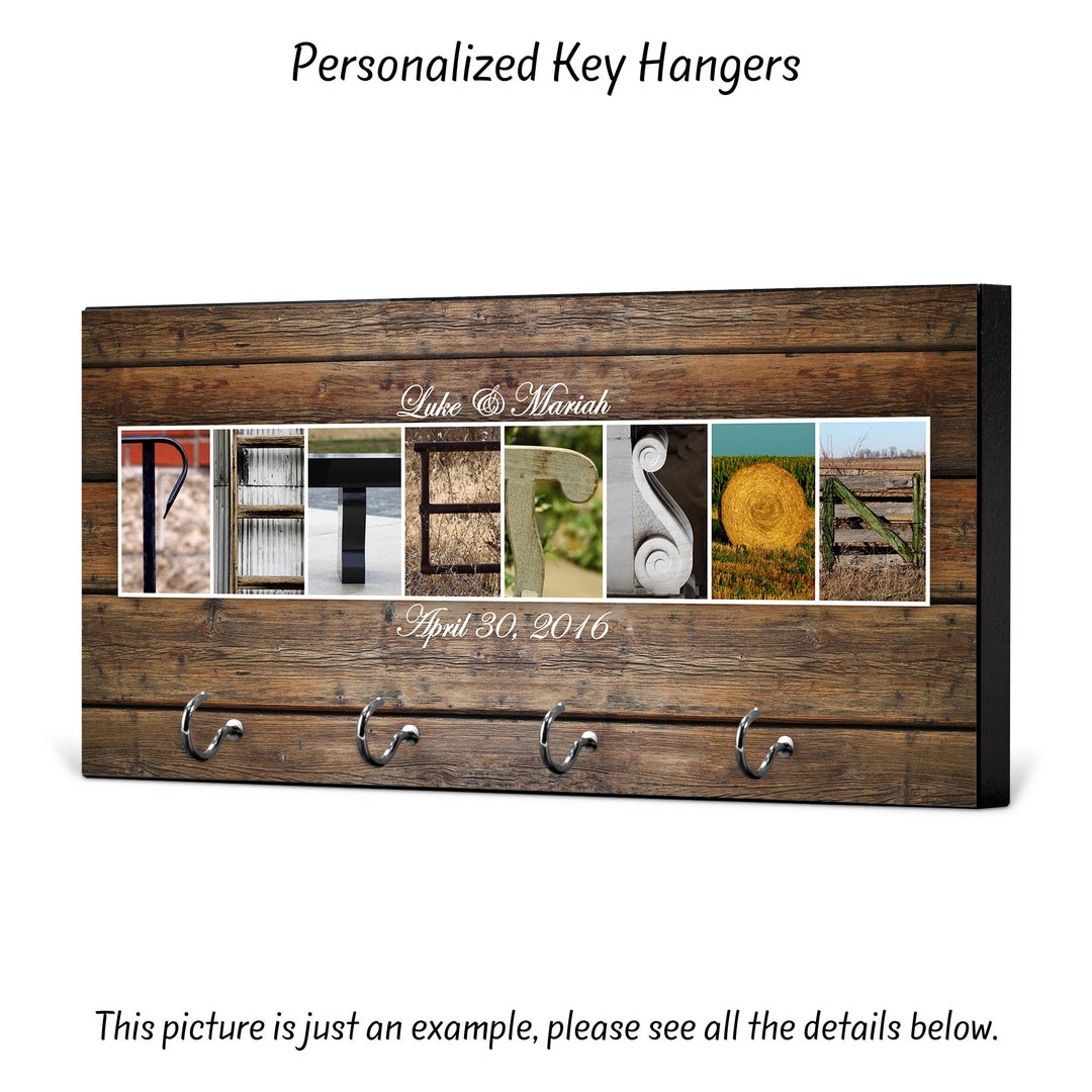 Custom Couple Key Holder for Wall - Perfect 1st Anniversary or Newly ...