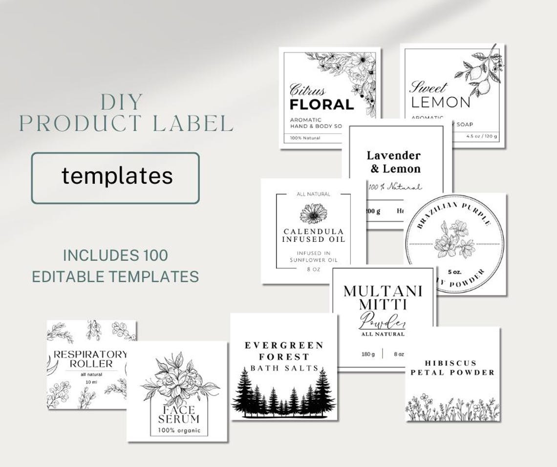 DIY Product Label Templates: Printable - Etsy