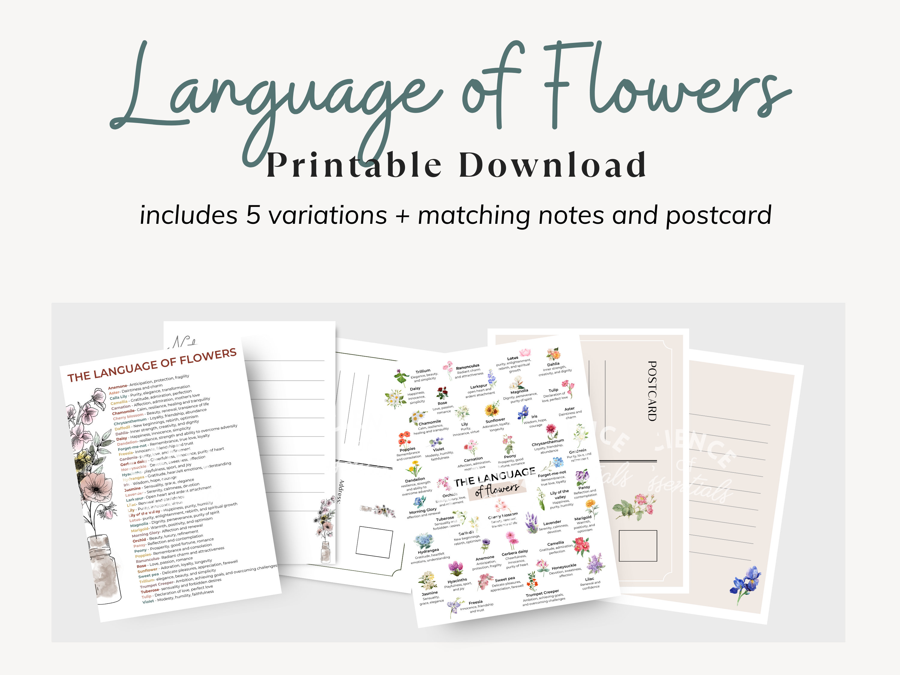Language of Flowers: Printable - Etsy