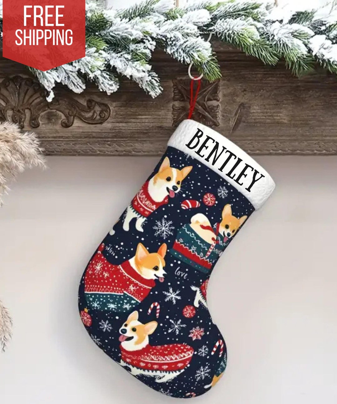 Corgi Stocking Personalized Corgi Stocking Pet Holiday Gift Corgi ...