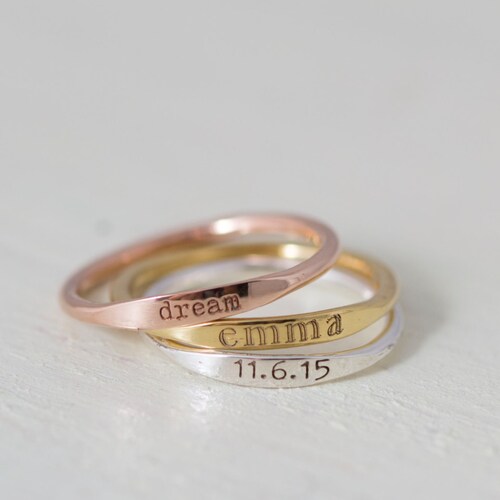 Personalized Ring Engraved Stackable Ring Mothers Rings - Etsy