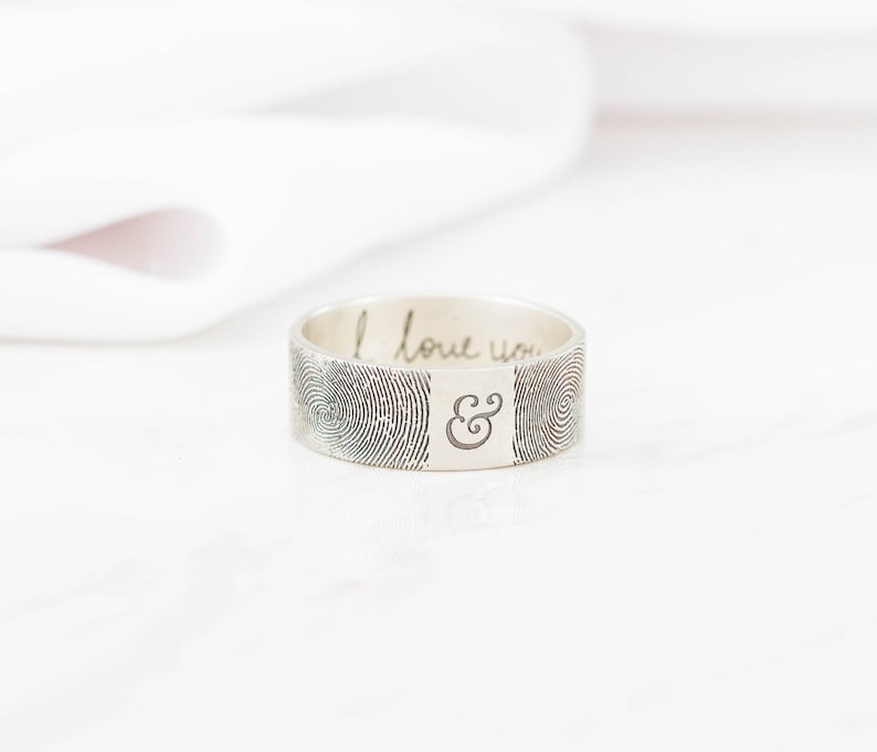 Actual Fingerprint Ring Personalized Fingerprint Band Men - Etsy