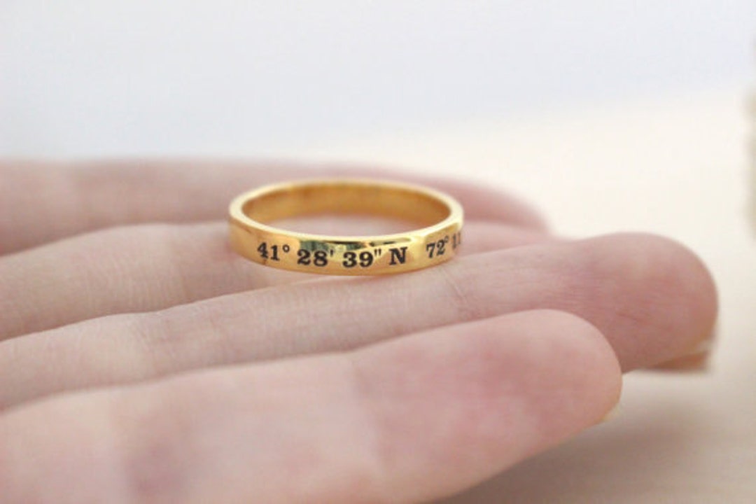 Personalized Coordinates Ring - Sterling Silver Latitude Longitude Ring ...