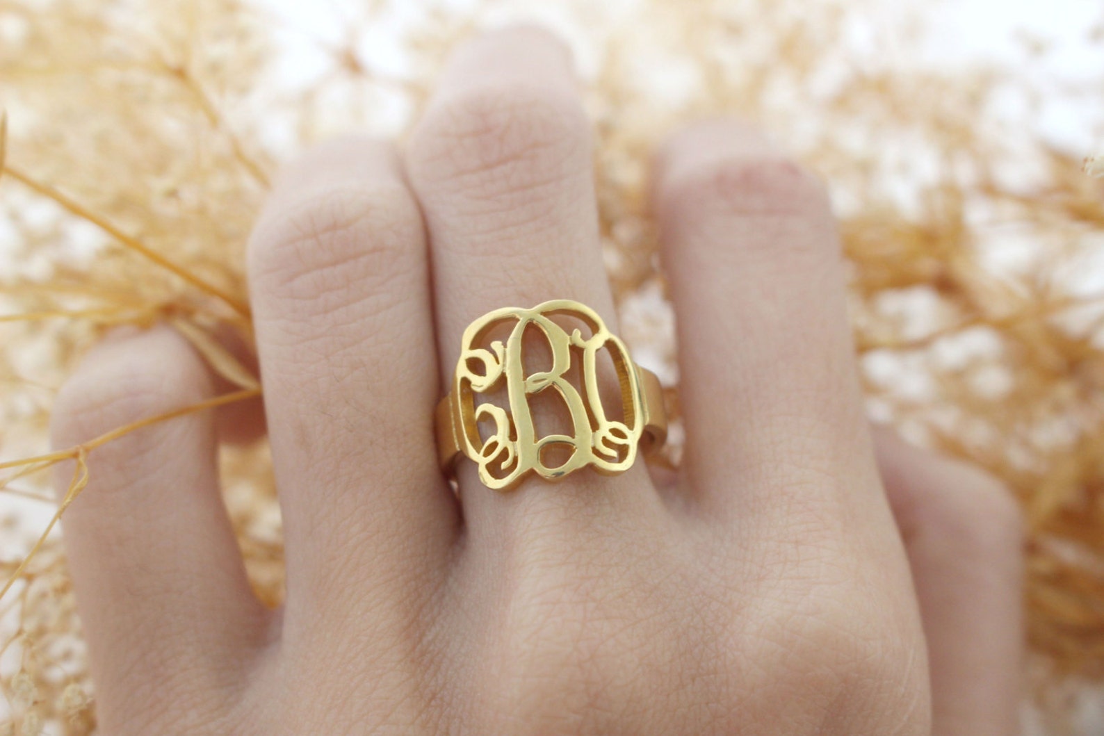 Monogram Ring Personalized Monogram Ring Sterling Silver Name Ring ...