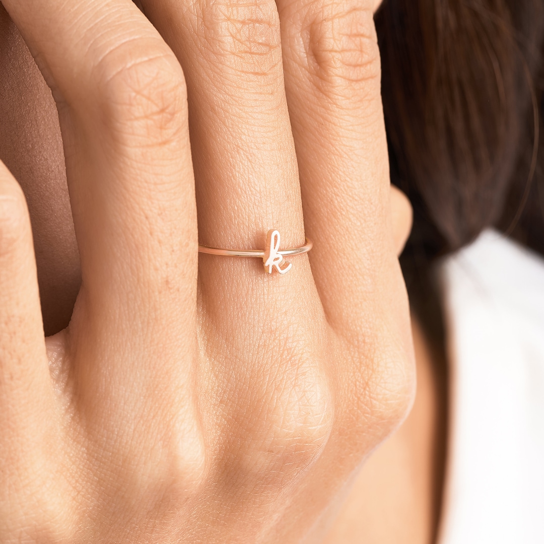Custom Initial Ring - Ring With Letter - Dainty Ring - Stacking Rings ...
