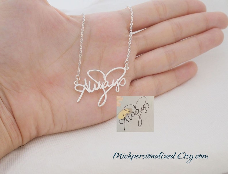 Personalized Signature Necklace Sterling Silver Name - Etsy