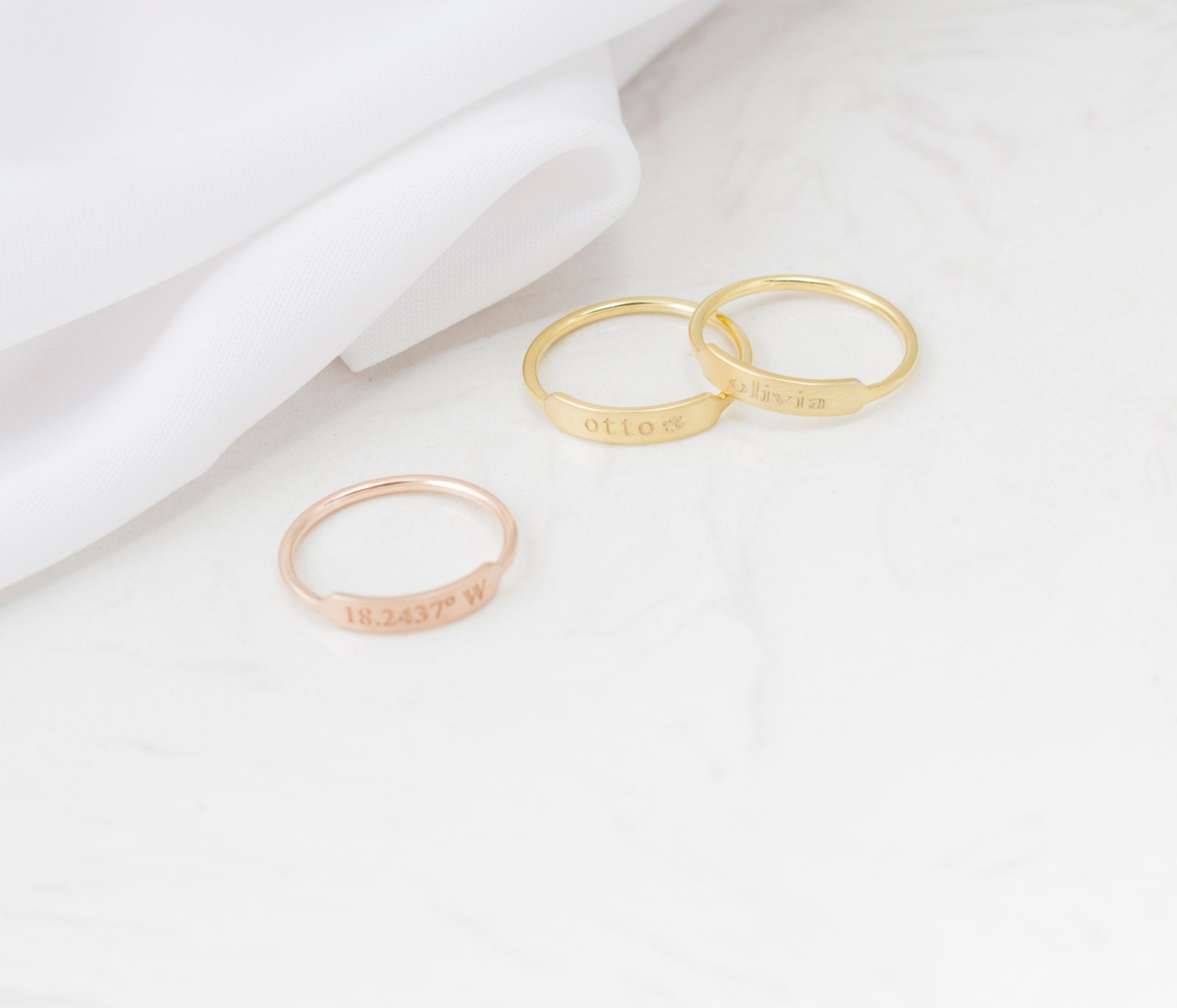 Dainty Engraved Name Ring Stackable Rings Personalized | Etsy