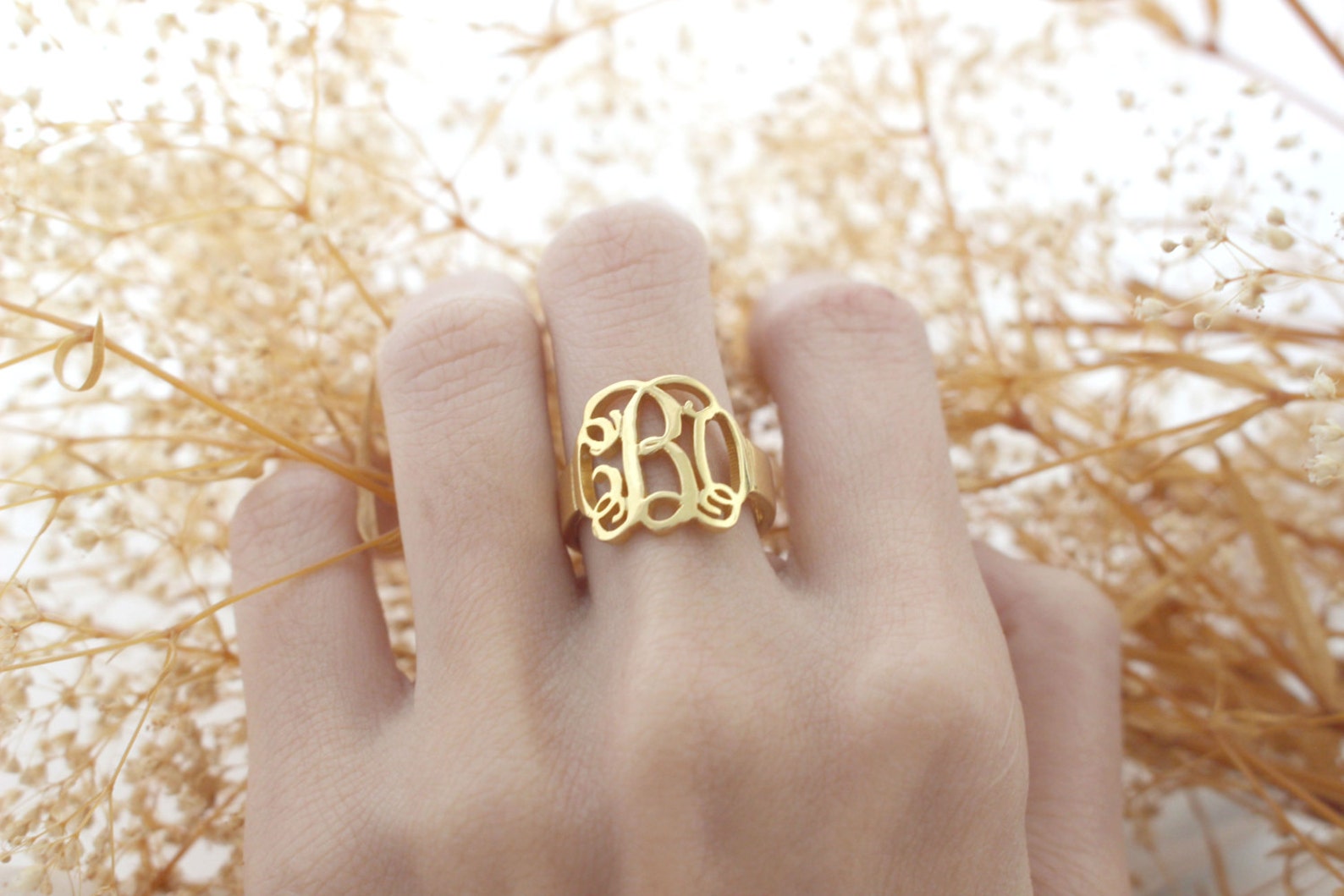Monogram Ring Personalized Monogram Ring Sterling Silver Name Ring ...