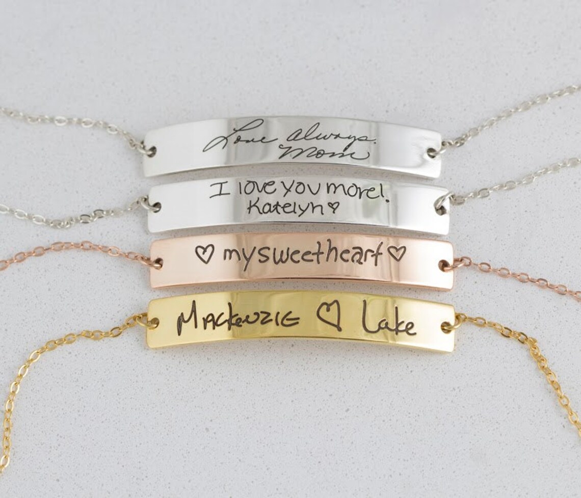 Engraved Signature Bracelet Bar Bracelet Handwriting Bar - Etsy