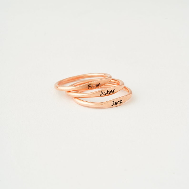 Dainty Engraved Name Ring Stackable Rings Personalized - Etsy