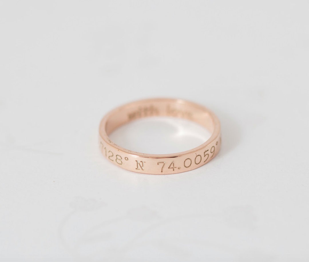 Custom Sterling Silver Coordinates Ring – Personalized Latitude ...