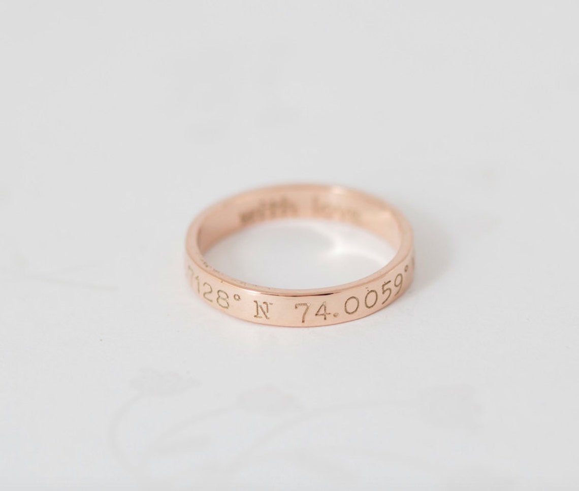 Custom Coordinates Ring LATITUDE LONGITUDE Ring | Etsy