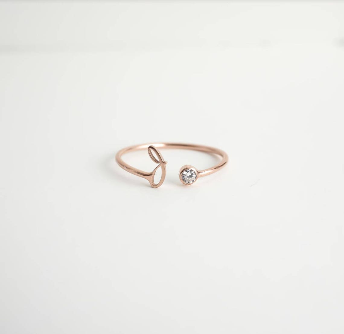 Initial Birthstone Ring Custom Name Gemstone Stacking - Etsy