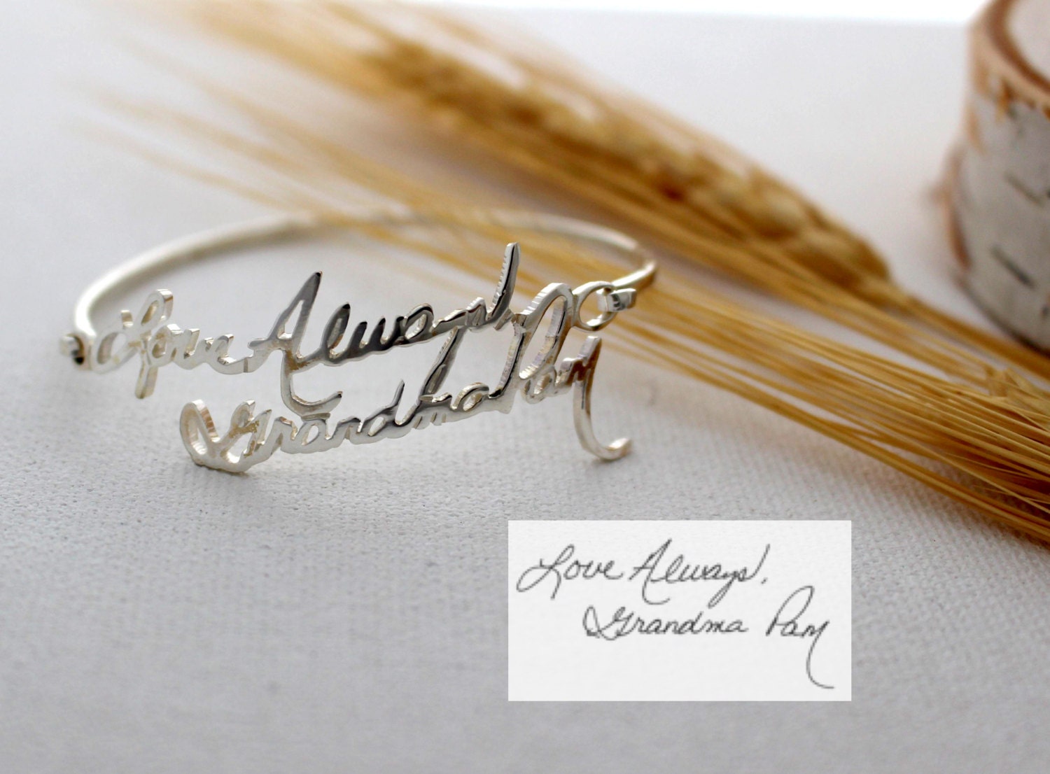 Signature Bangle Signature Bracelet Handwriting Bangle | Etsy