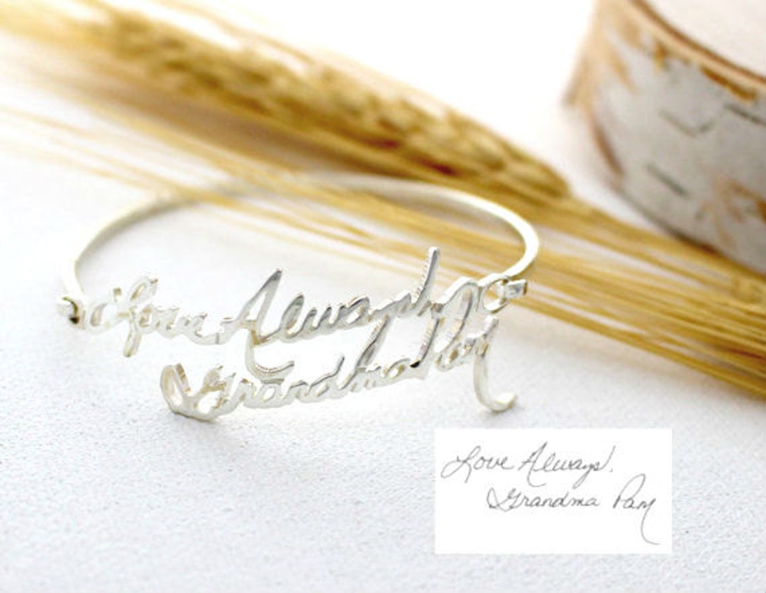 Signature Bangle - Signature Bracelet - Handwriting Bangle - Sterling ...