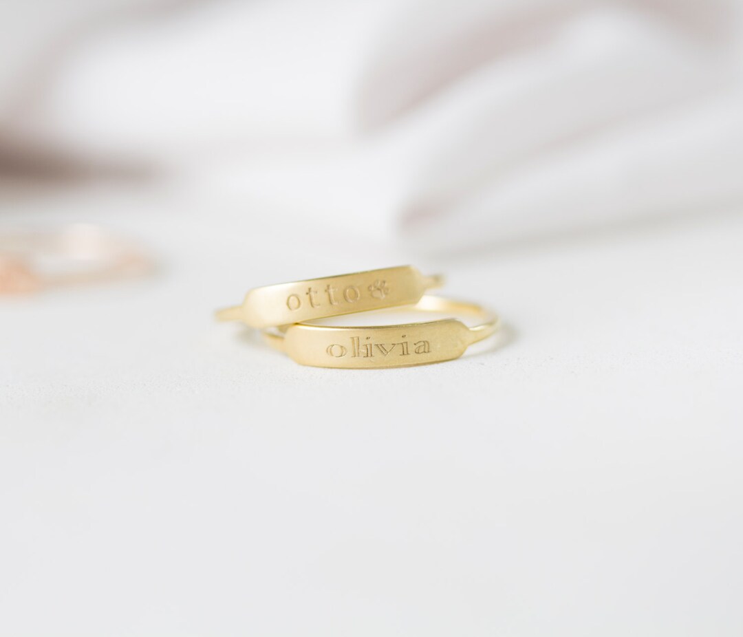 Dainty Bar Ring - Custom Name Rings - Stackable Rings - Personalized ...