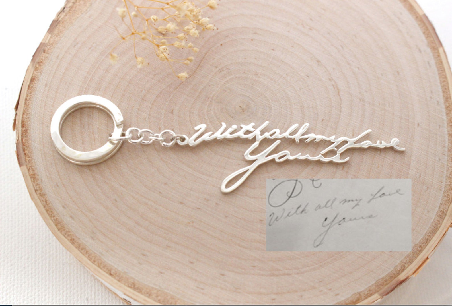 Signature Keychain - Memorial Signature Keychain - Handwritten Keychain ...