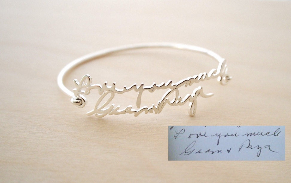 Signature Bangle - Handwriting Bangle -925 Sterling Silver Plated in ...