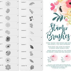 Flower Procreate Brushes, 100 Watercolor Procreate Brushes, Stamp ...